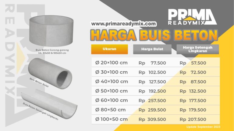 Harga Buis Beton Ukuran Per Diameter - Prima Ready Mix